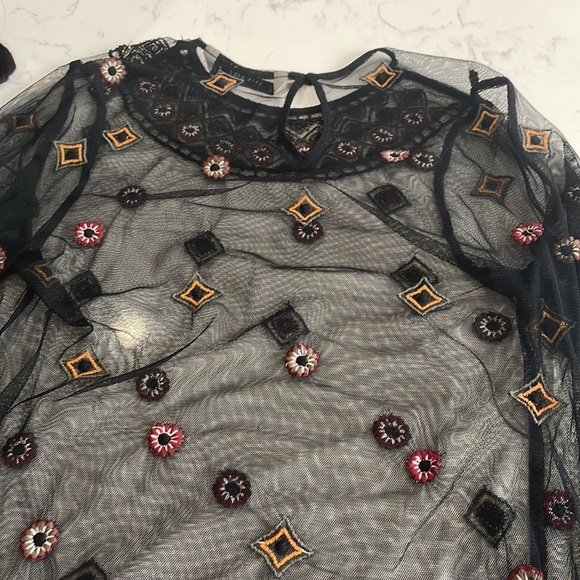 Zara | Tops | Zara Beaded Mesh Top | Poshmark